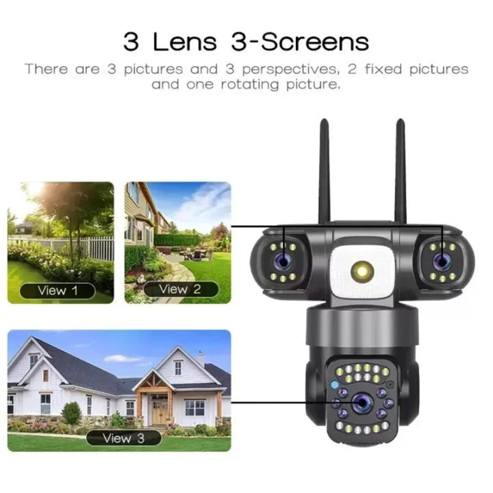 V380 PRO Three Lens WiFi IP Camera HD 2MP+2MP+2MP Outdoor Waterproof ...