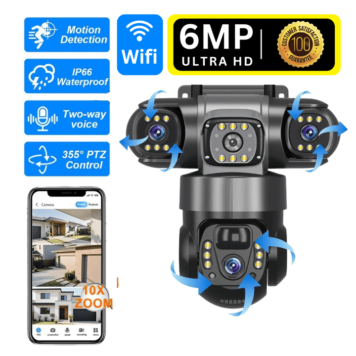 V380 PRO Three Lens WiFi IP Camera HD 2MP+2MP+2MP Outdoor Waterproof ...