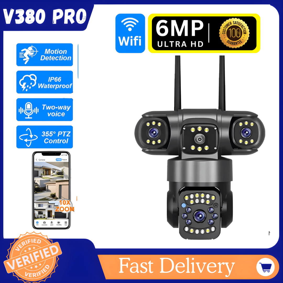 V380 PRO Three Lens WiFi IP Camera HD 2MP+2MP+2MP Outdoor Waterproof ...